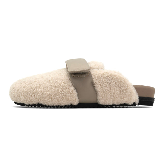 ROAM FUZZY LOAFER MULE BONE FAUX SHEARLING – R0AM